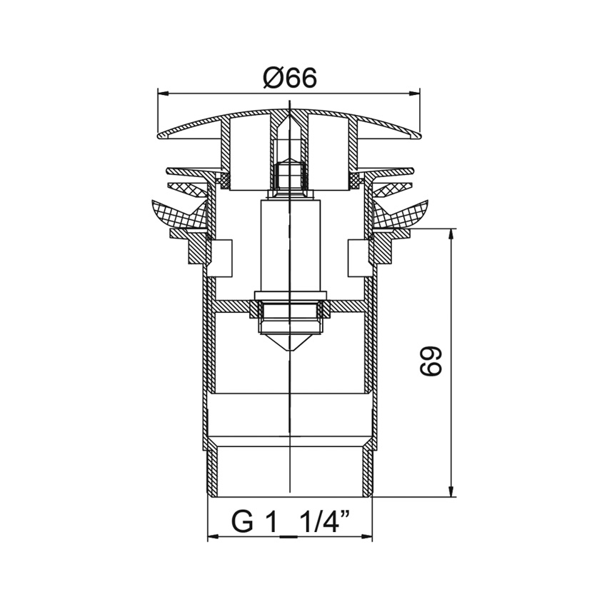 Válvula click-clac sin desbordamiento en latón cromado